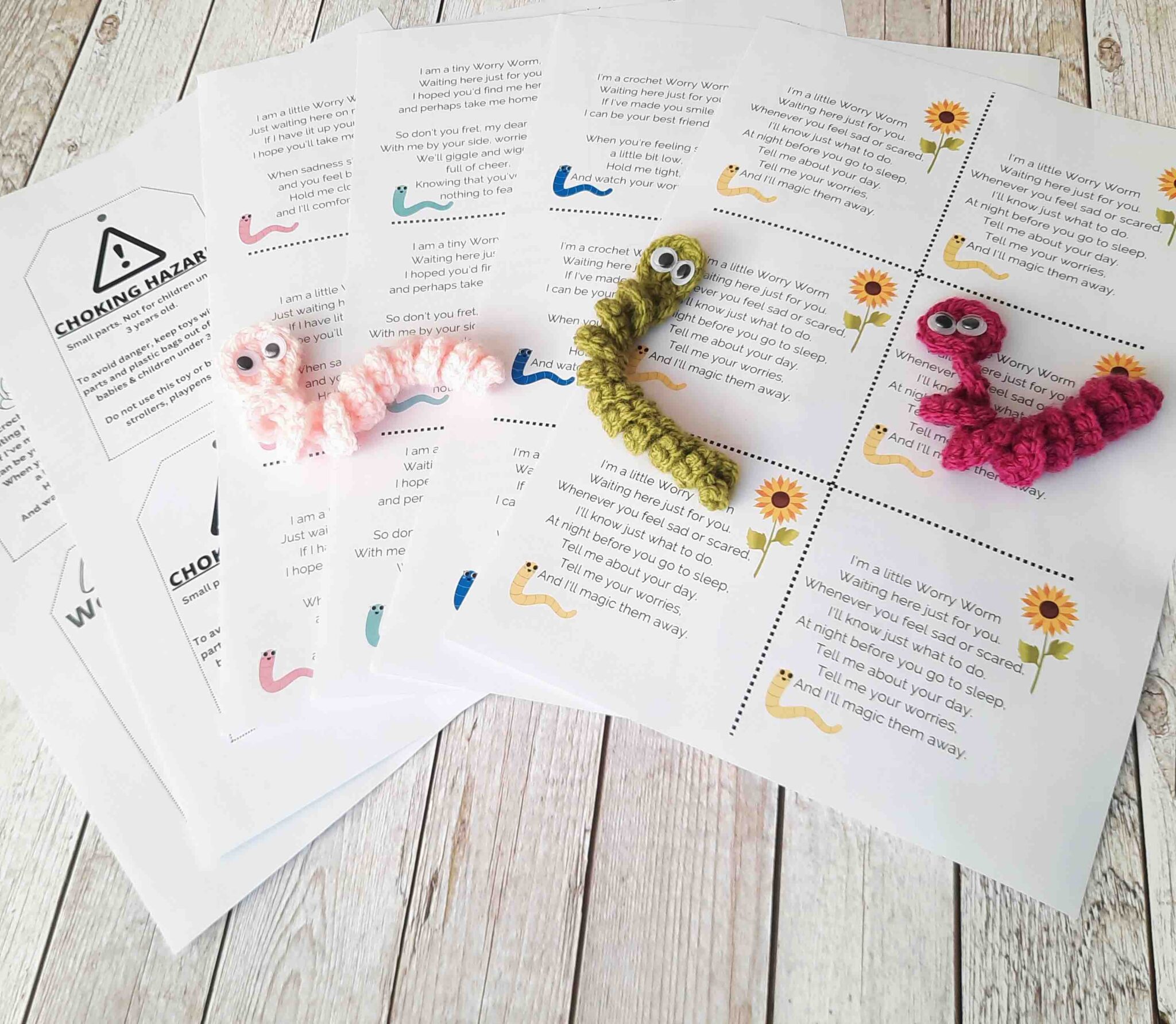 Worry Worm Crochet Pattern PDF + Printable Poem Tags/Labels/Cards ...