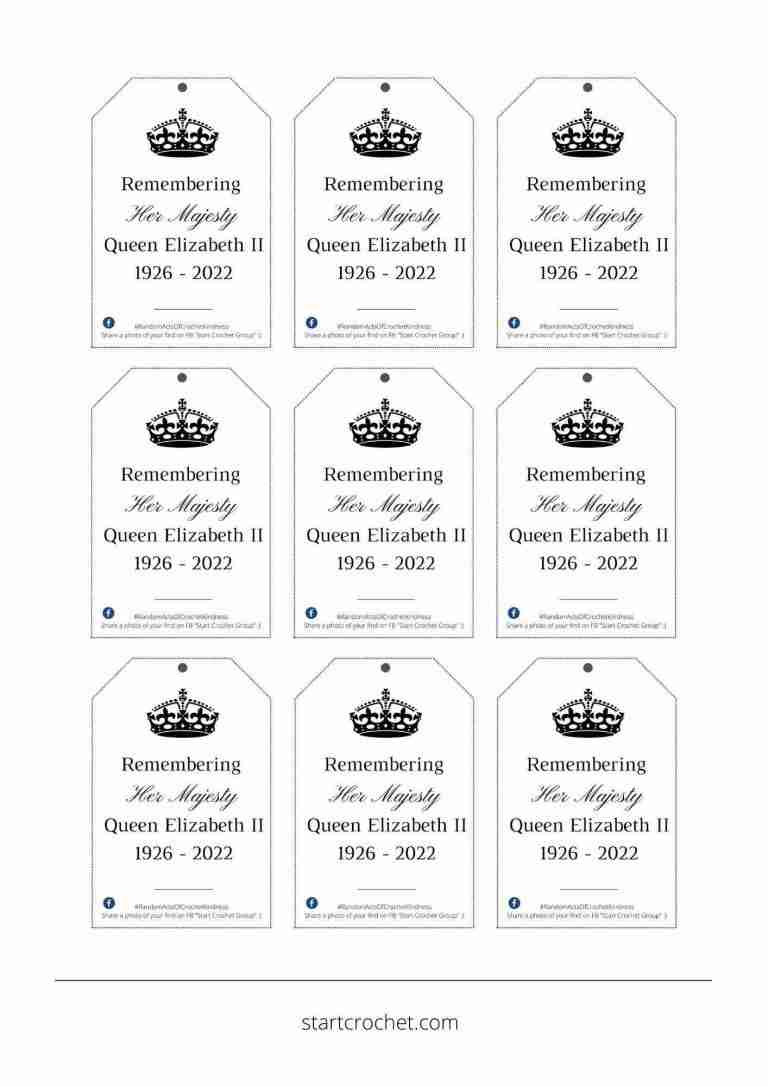 Queen Elizabeth II Tags (PDF Printable) - Start Crochet