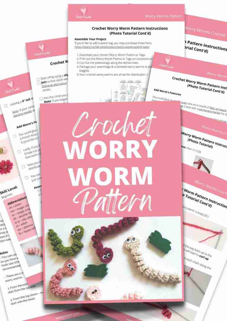 FREE Crochet Worry Worm Pattern + (PDF Printable Poem Tags)