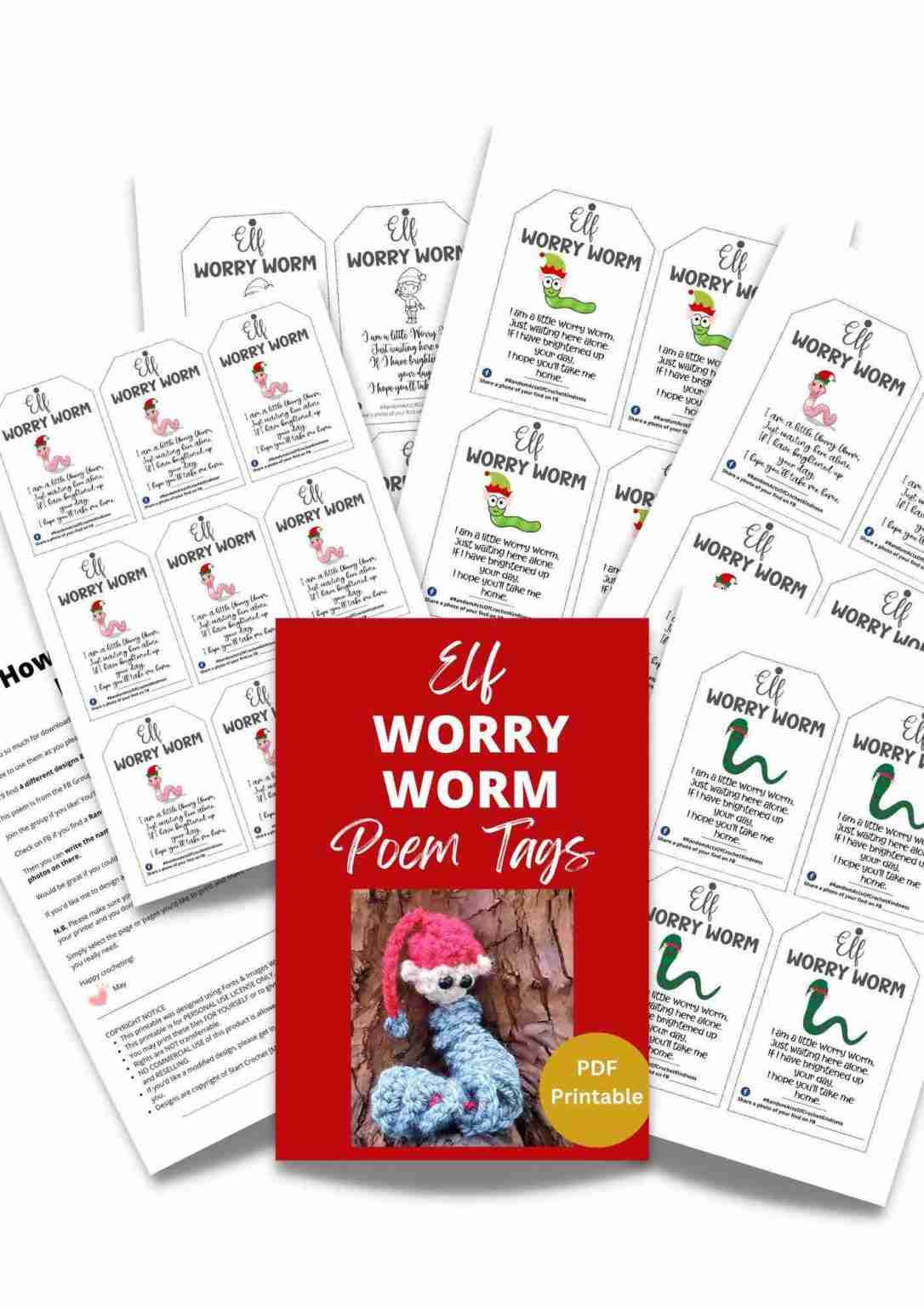 Elf Worry Worm Poem Tags (PDF Printable) - Start Crochet