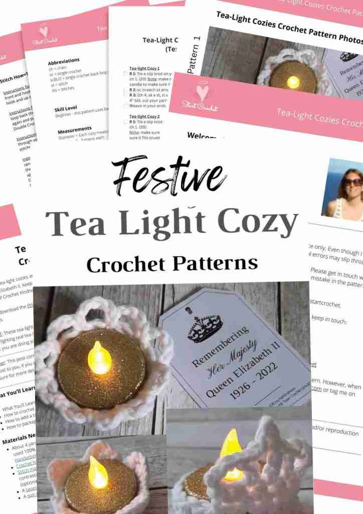 3 Festive Tea-Light Cozy Crochet Patterns (PDF) - Start Crochet