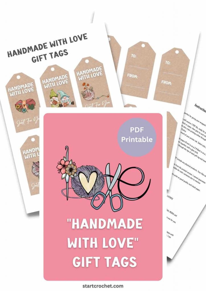 "Handmade With Love" Crochet Gift Tags (PDF Printable) - Start Crochet