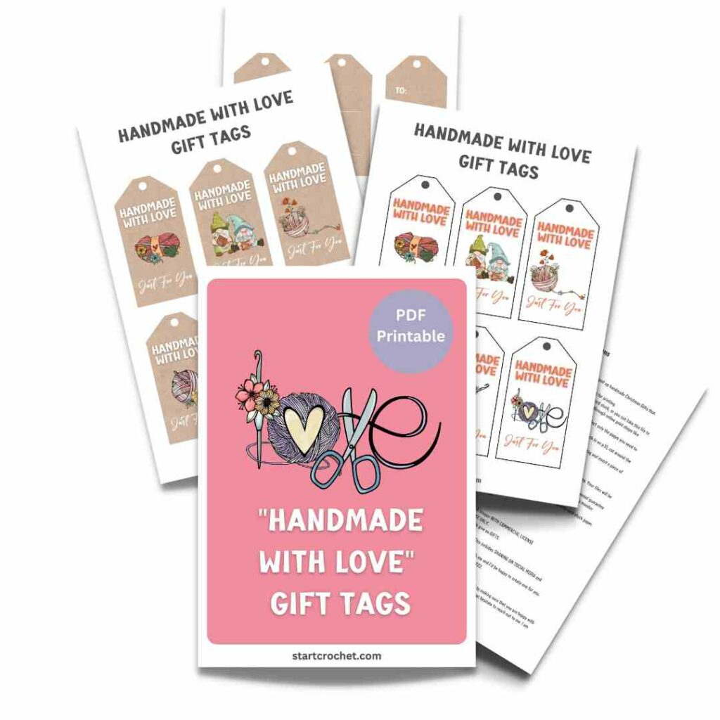 "Handmade With Love" Crochet Gift Tags (PDF Printable) - Start Crochet