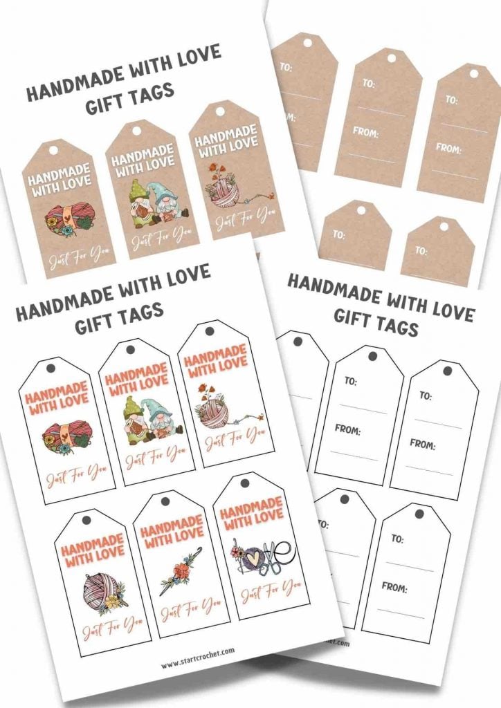 "Handmade With Love" Crochet Gift Tags (PDF Printable) - Start Crochet