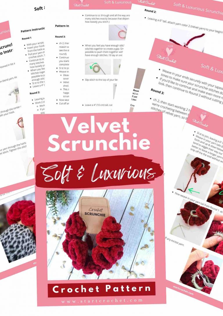 Soft & Luxurious Velvet Scrunchie Crochet Pattern (FREE Photo Tutorial ...