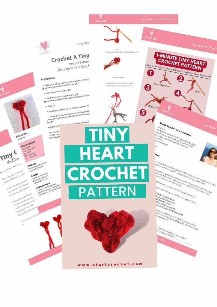 How To Crochet A Tiny Heart (Step-by-Step Photo Tutorial) - Start Crochet