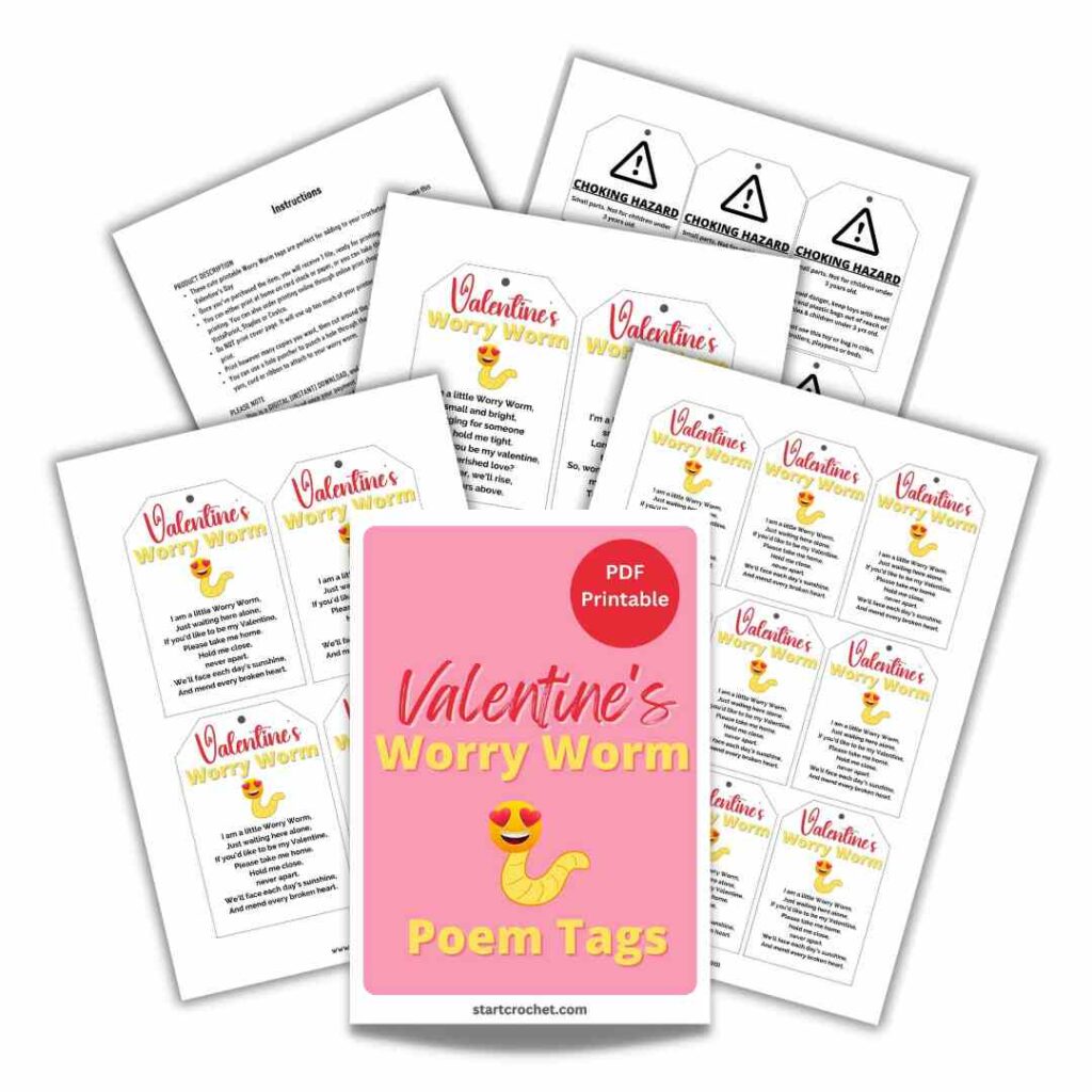 Worry Worm Poems & Tags (PDF Printable) - Start Crochet Worry Worm Poems & Tags (PDF Printable) - Start Crochet