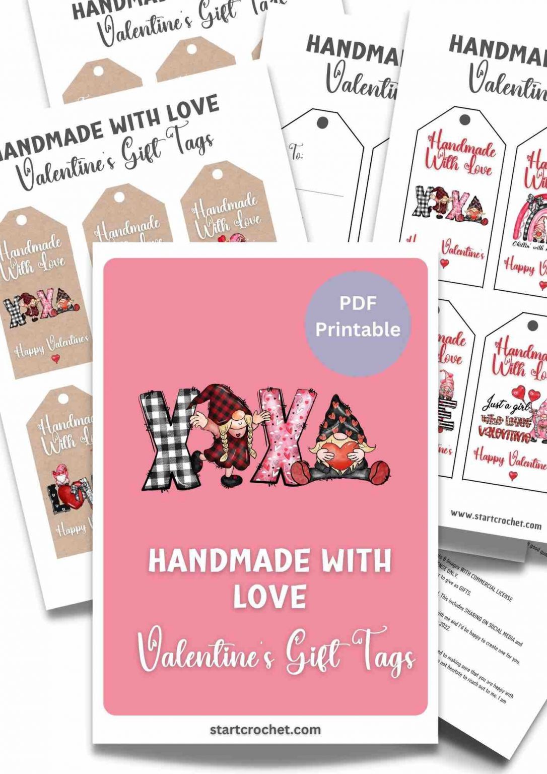 Valentine’s Day Gift Tags Printable “Handmade With Love” - Start Crochet