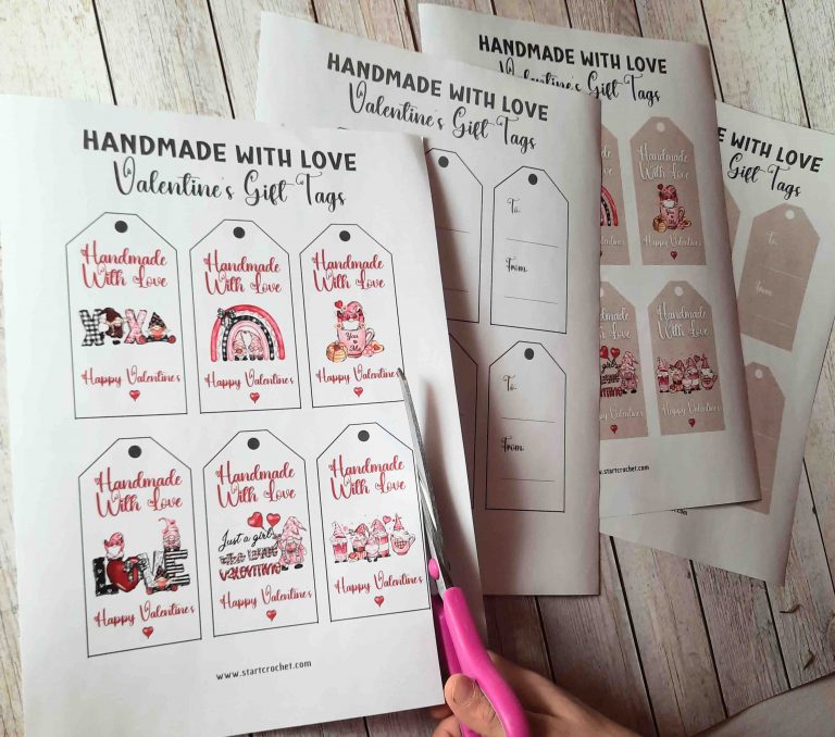 Valentine’s Day Gift Tags Printable “Handmade With Love” - Start Crochet