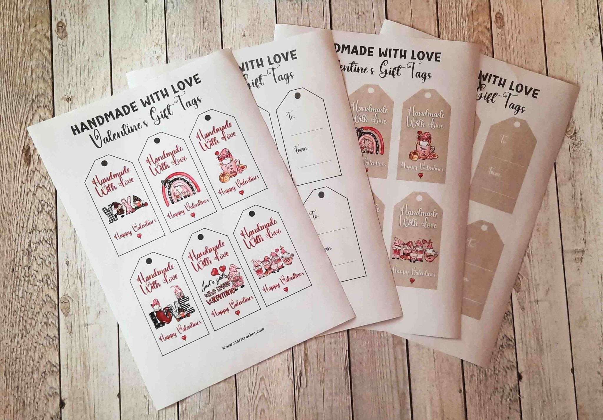Valentine’s Day Gift Tags Printable “Handmade With Love” - Start Crochet