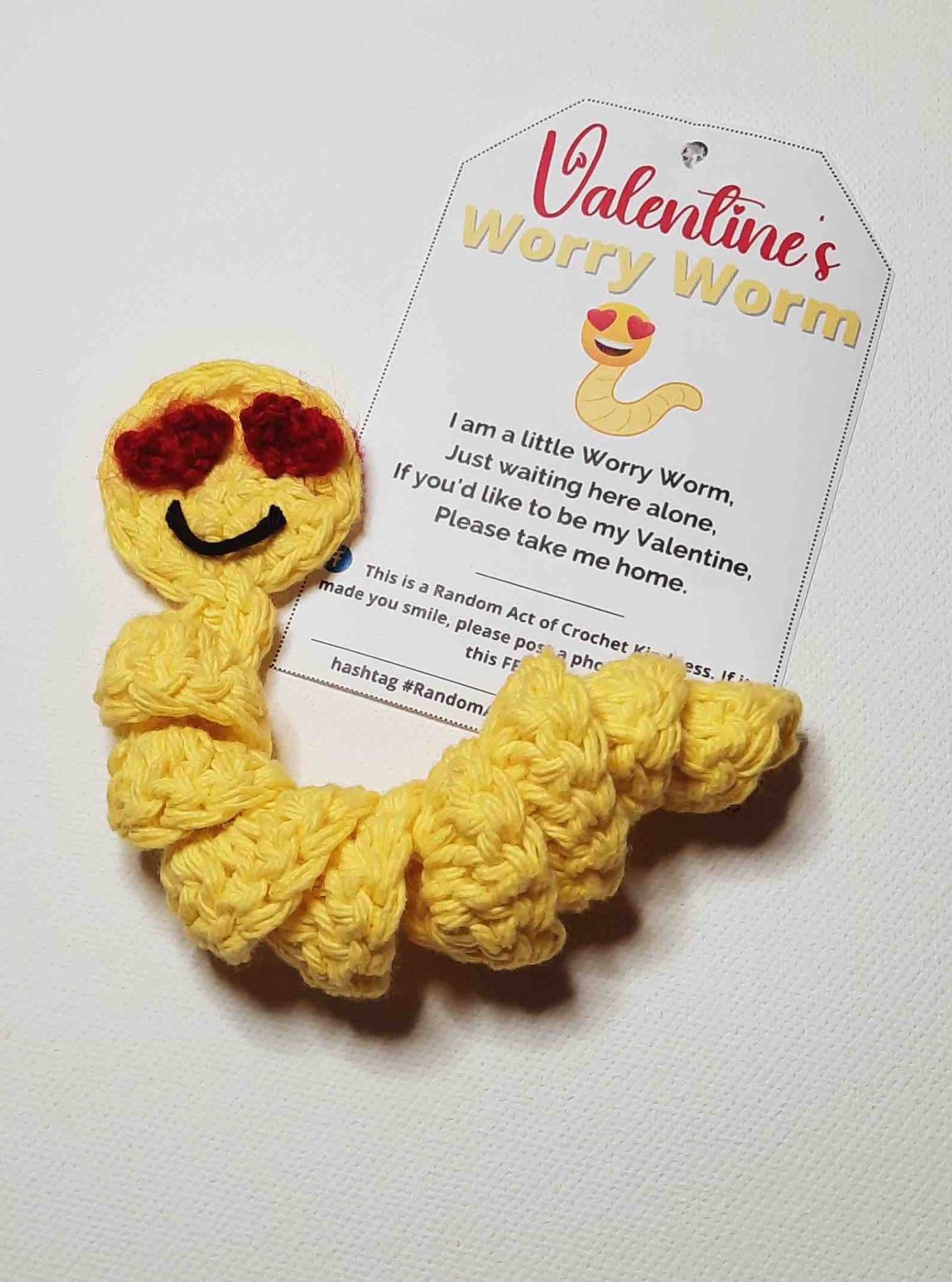 How To Crochet A Valentine’s Worry Worm + (PDF Printable Poem Tags ...