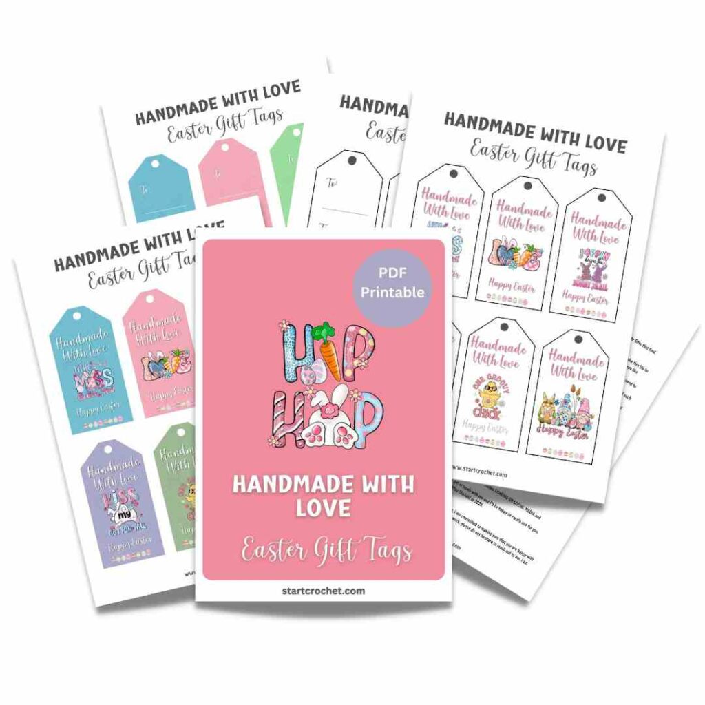 Easter Crochet Printable Gift Tags “Handmade With Love” - Start Crochet
