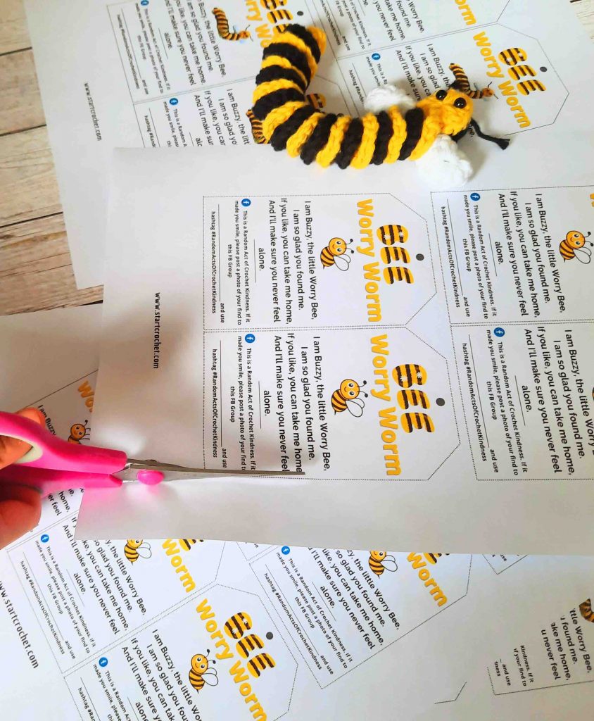 Bee Worry Worm Poem Tags (Editable With Canva) - Start Crochet