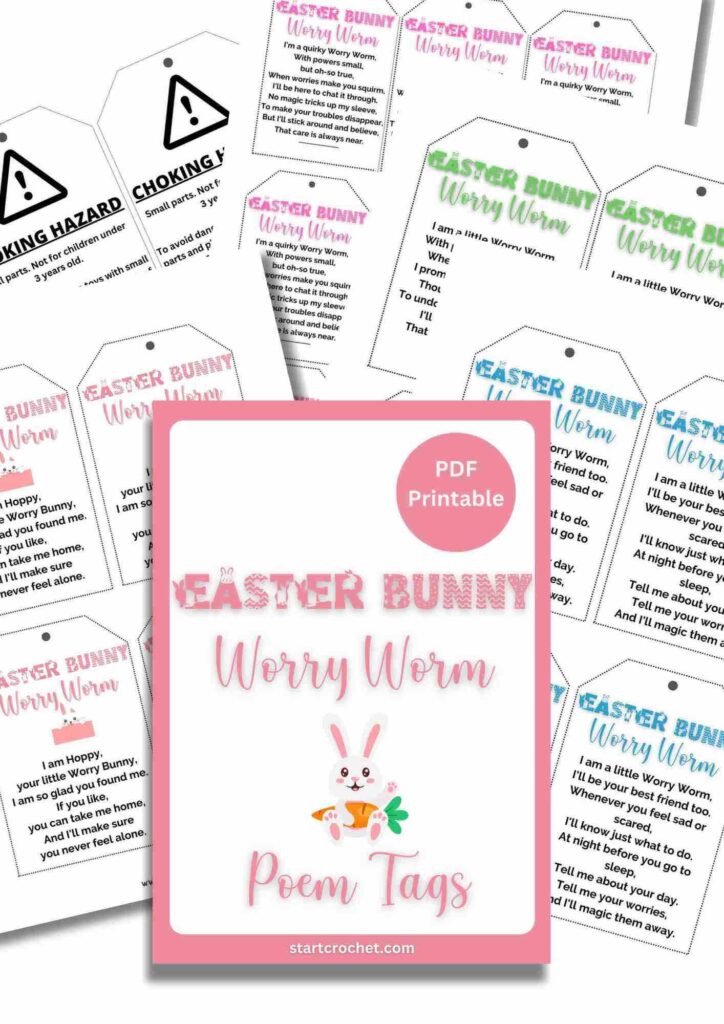 Easy Easter Bunny Worry Worm Crochet Pattern (Free)