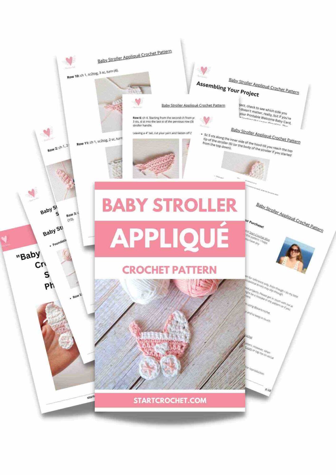 FREE Baby Stroller Appliqué Crochet Pattern [+Baby Welcome Cards]