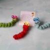 Finger Puppet Googly Eyes Worry Worm Crochet Pattern + Poem Tags