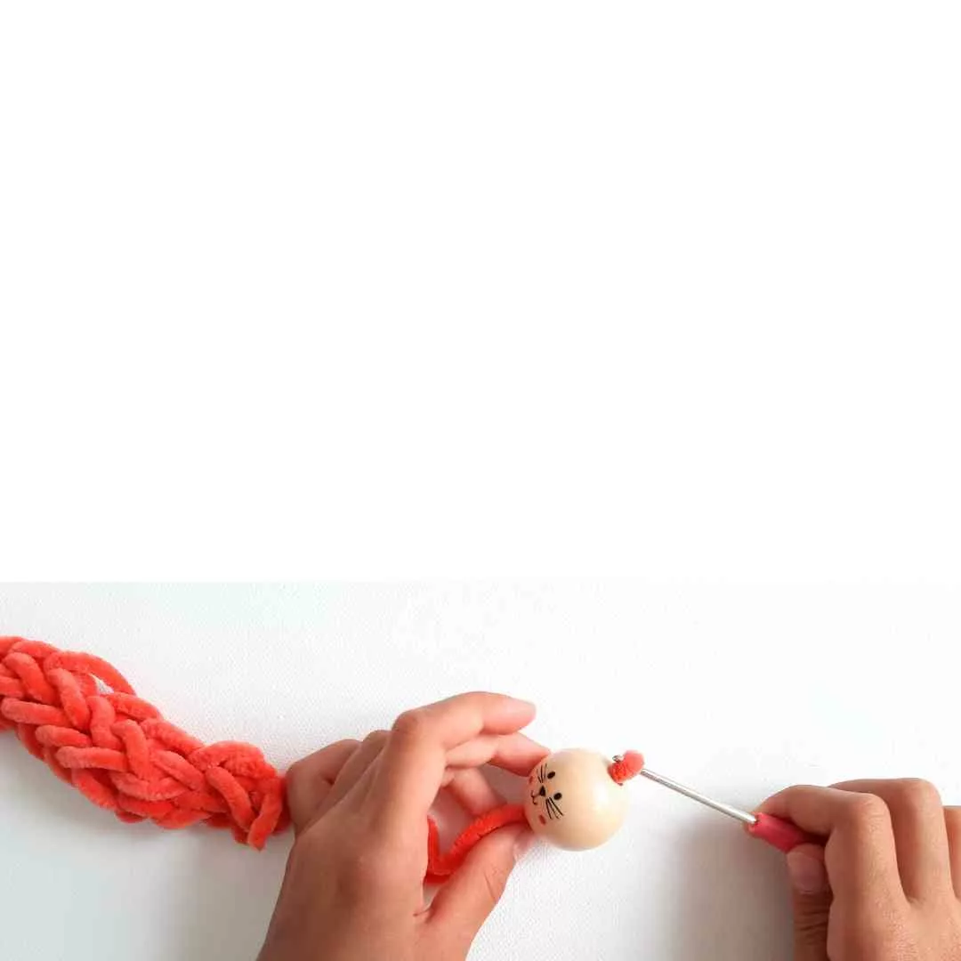 Finger Worry Worm Crochet Pattern with Wooden Bead Head