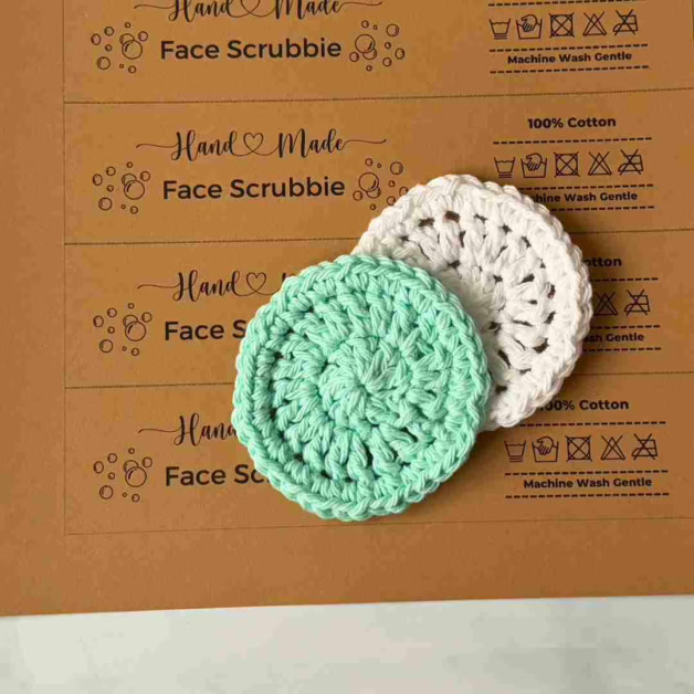 Crochet Face Scrubbie Labels (Printable PDF A4) - With Care Instructions