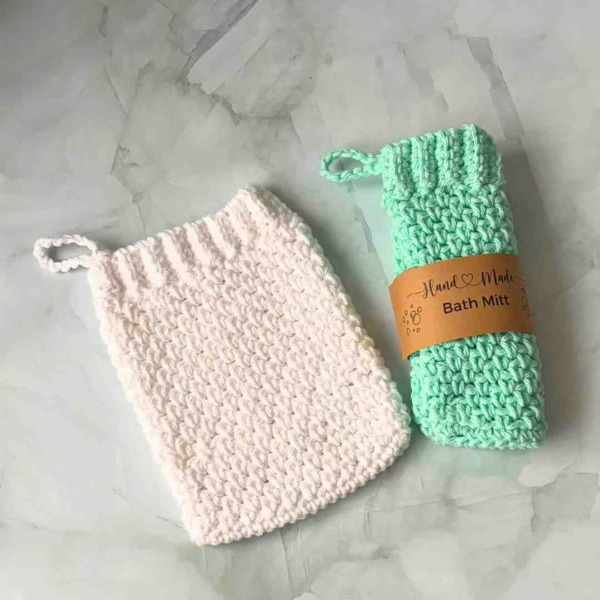 Crochet Bath Mitt Labels (Printable PDF A4) - With Care Instructions