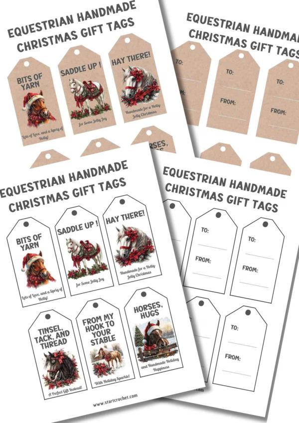 Equestrian Handmade Christmas Gift Tags (PDF Printable) - Start Crochet