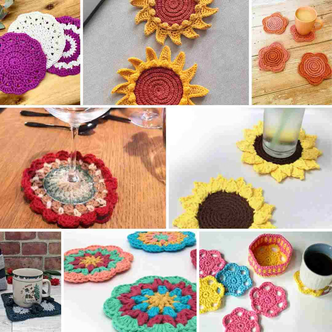 15+ FREE Flower Coaster Crochet Patterns [Flower Power for your Table]
