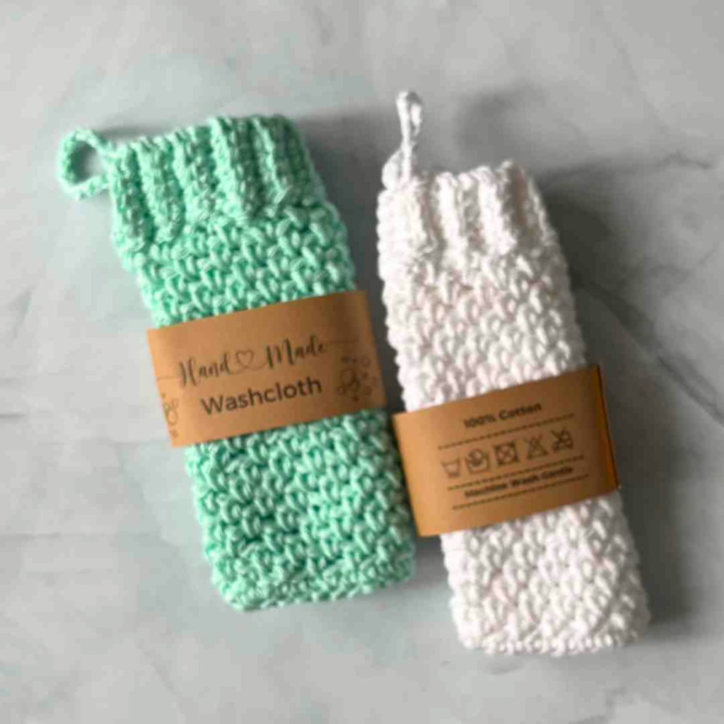 Crochet Washcloth Labels (Printable PDF A4) - With Care Instructions