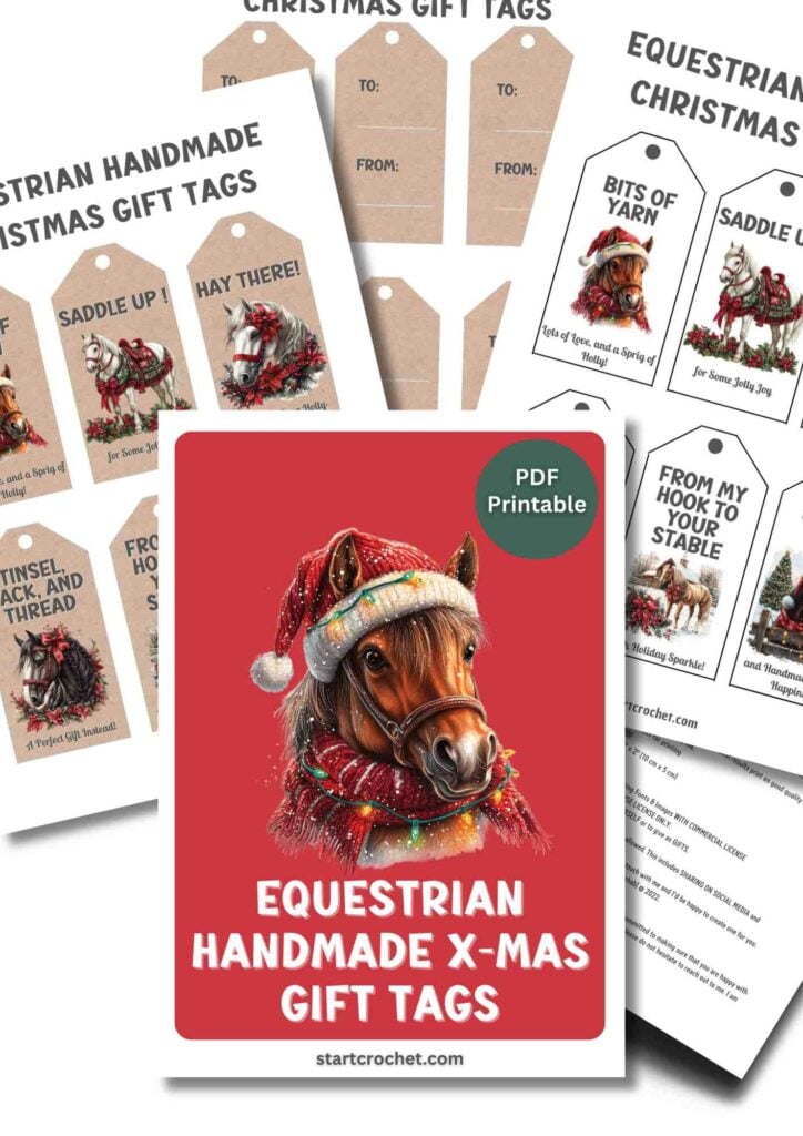 Equestrian Handmade Christmas Gift Tags (PDF Printable) - Start Crochet