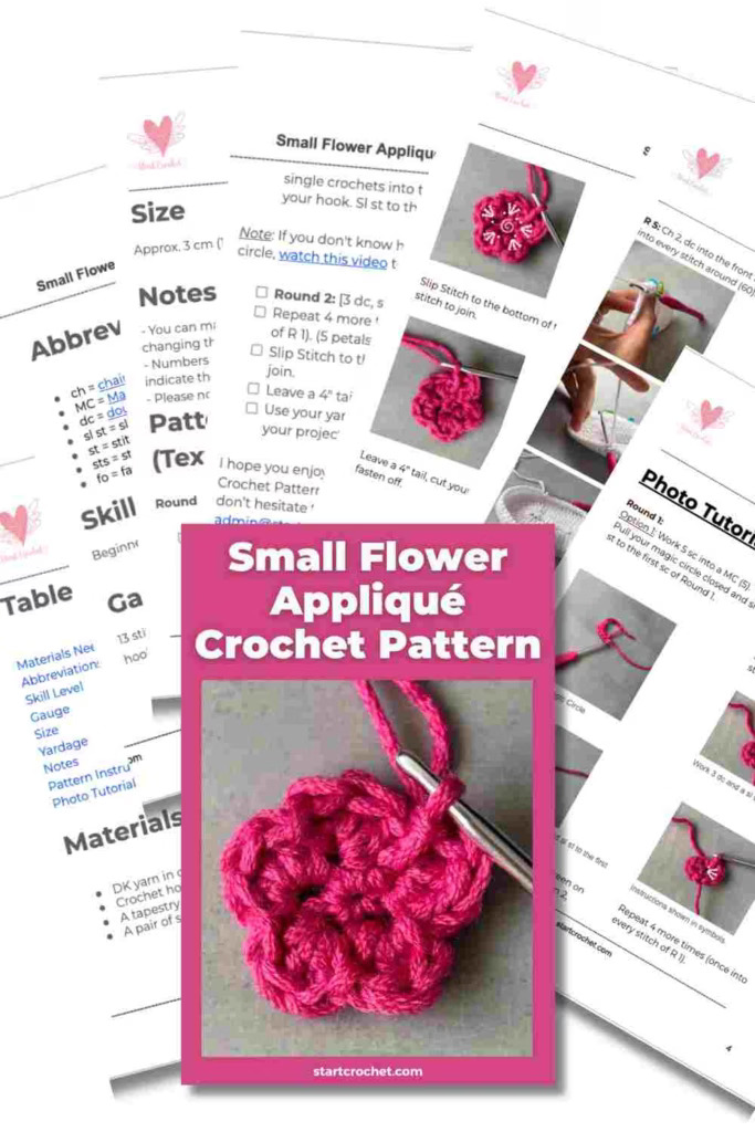 Quick & Cute Small Flower Crochet Applique (Free Pattern)