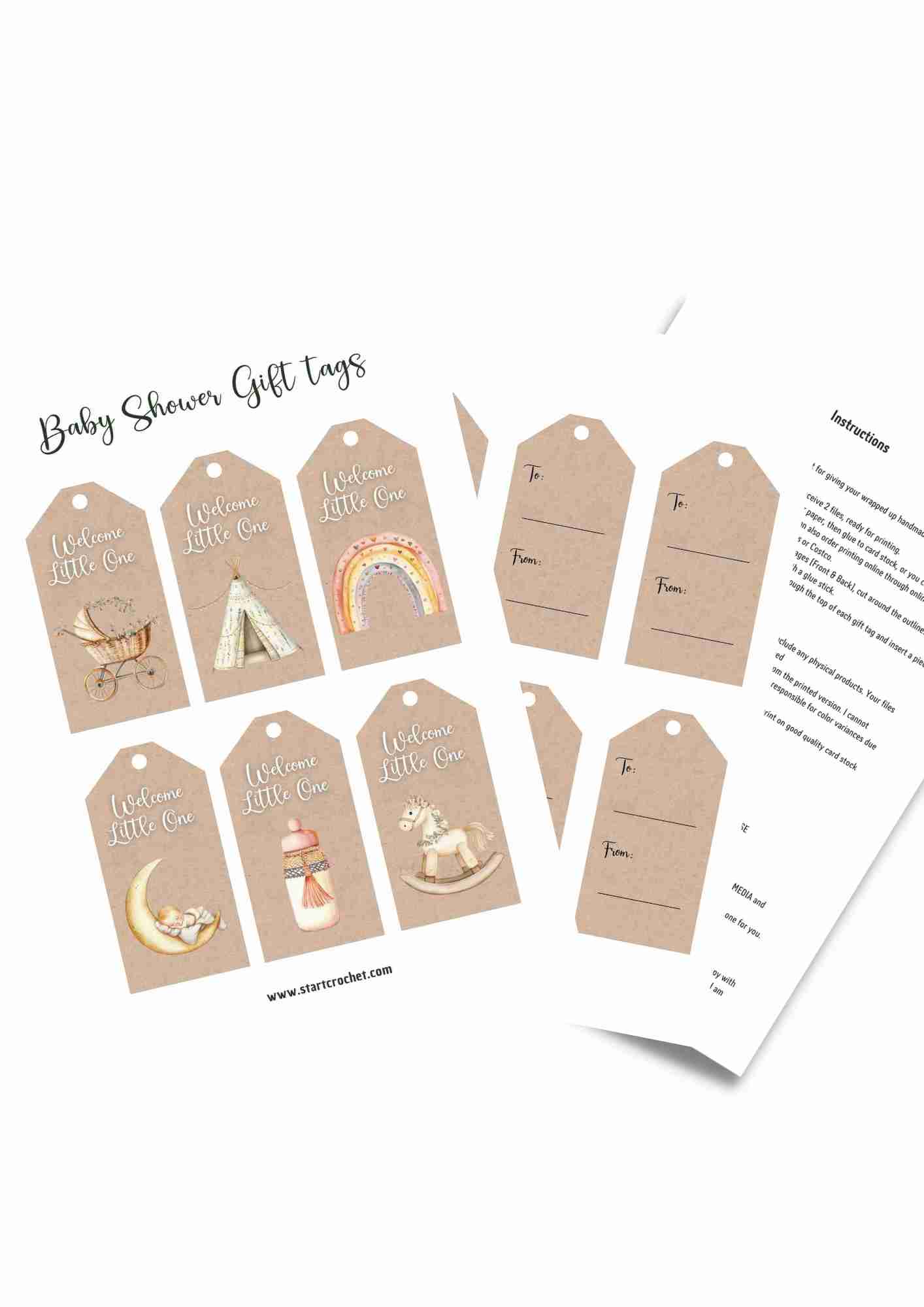 Printable Baby Shower Gift Tags – Crochet & Handmade Gift Labels (PDF ...