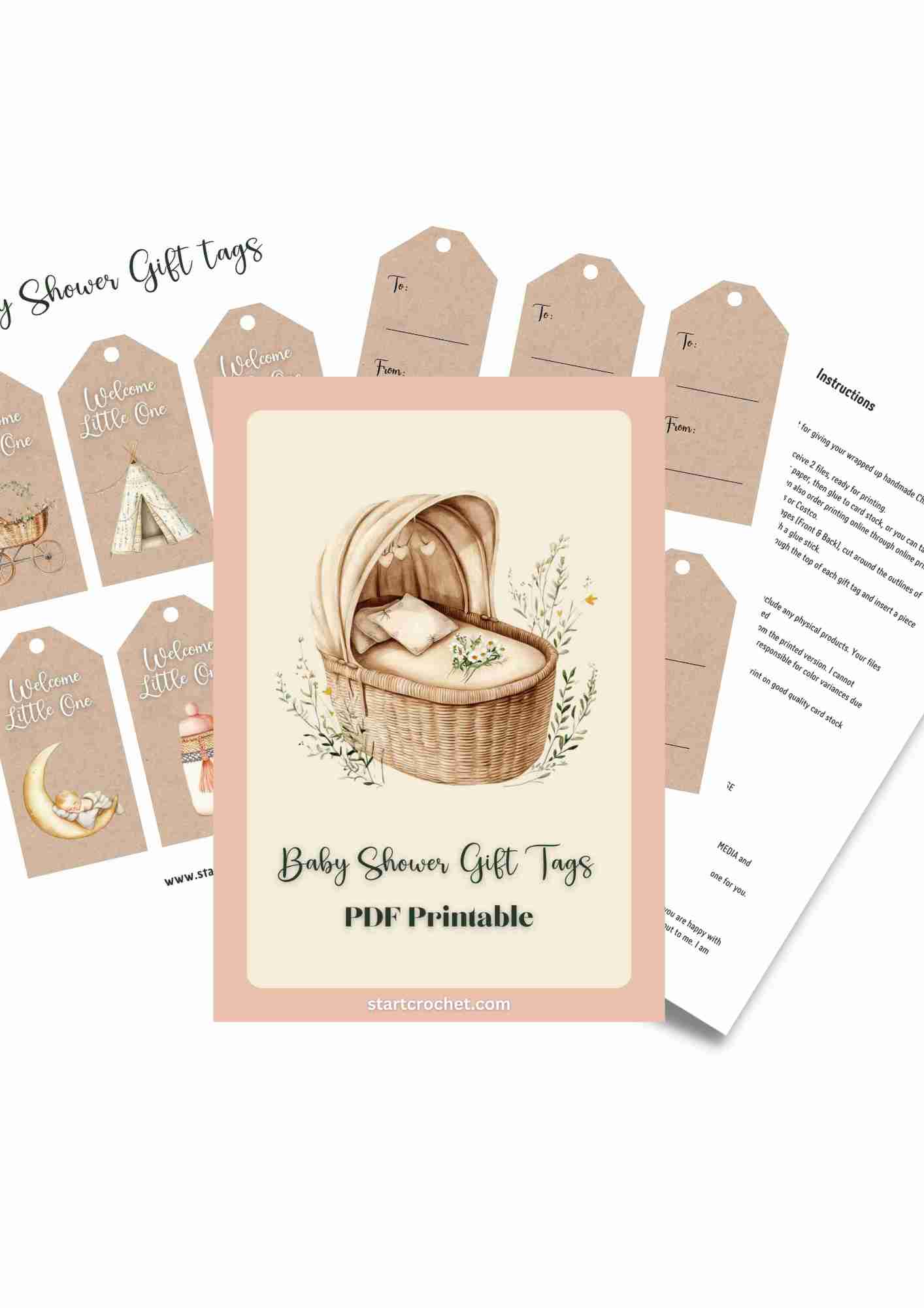 Printable Baby Shower Gift Tags – Crochet & Handmade Gift Labels (PDF ...