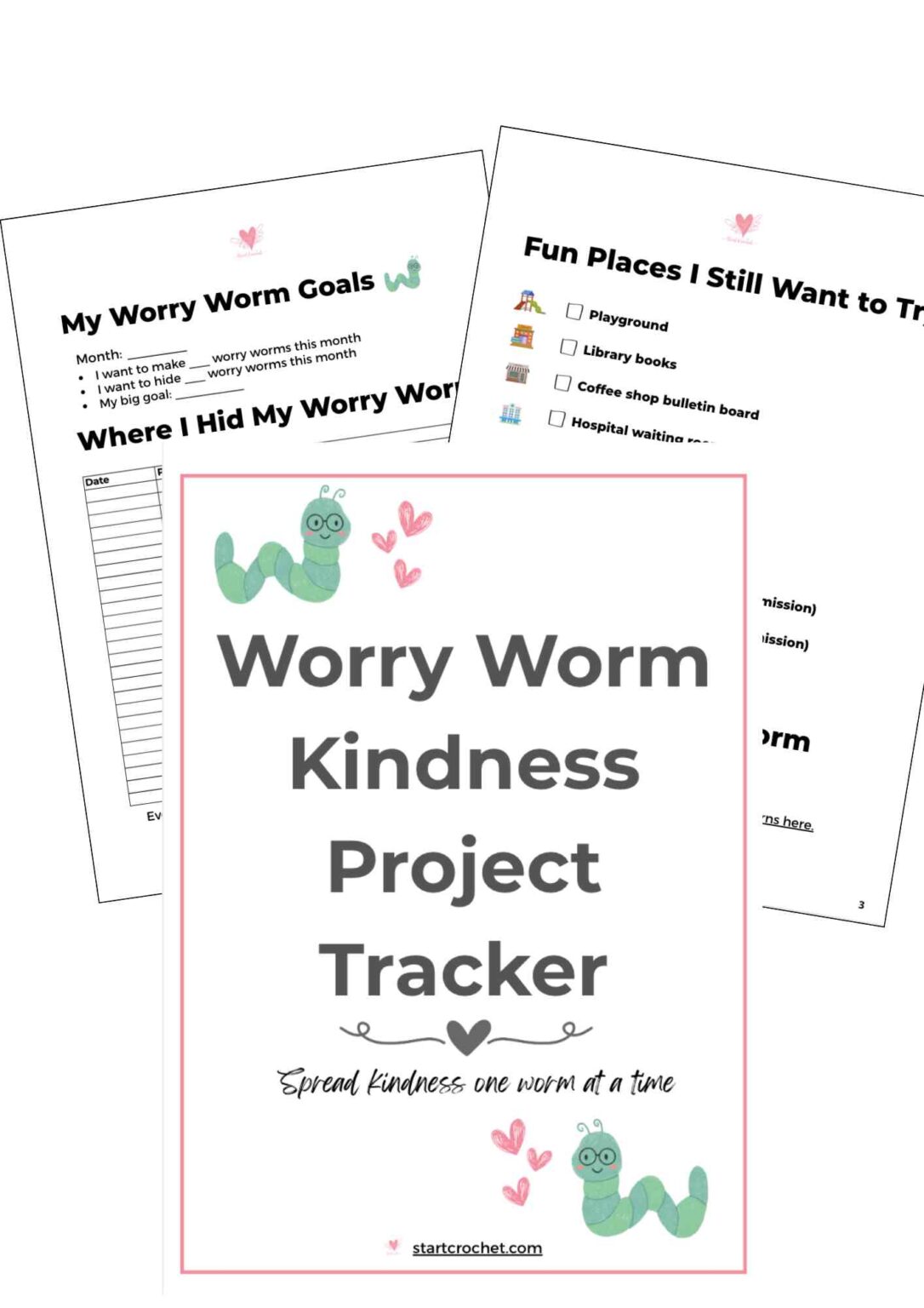 Free Crochet Worry Worm Kindness Project Tracker PDF | Random Acts of ...