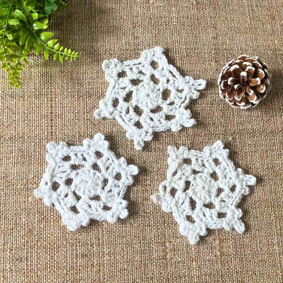 Easy Snowflake Coaster Crochet Pattern PDF (Step-by-Step Photo Tutorial)