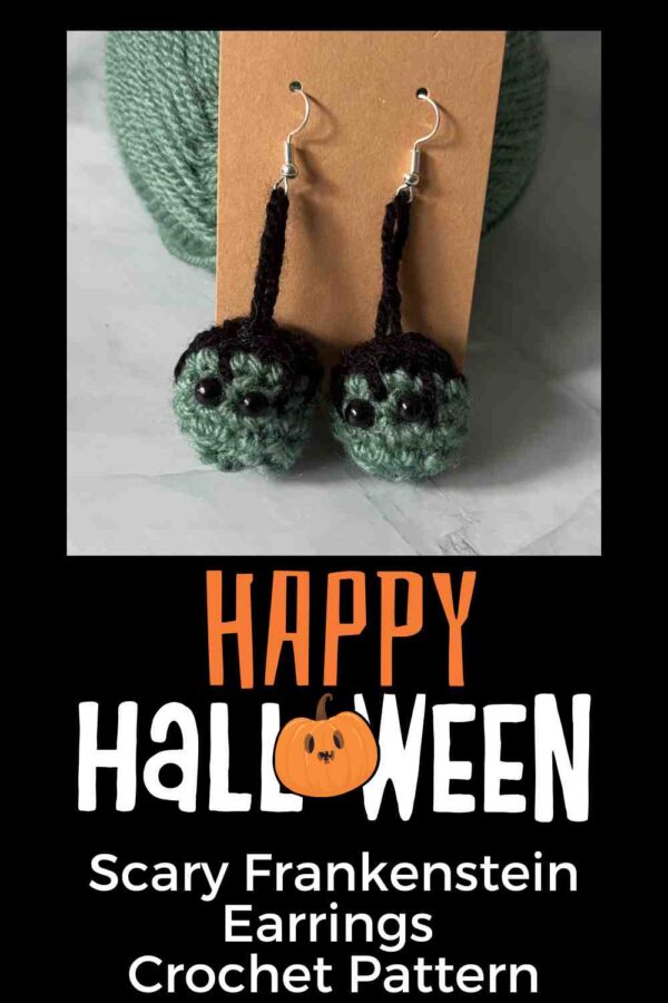 Frankenstein Earrings Crochet Pattern PDF (Halloween Jewelry)