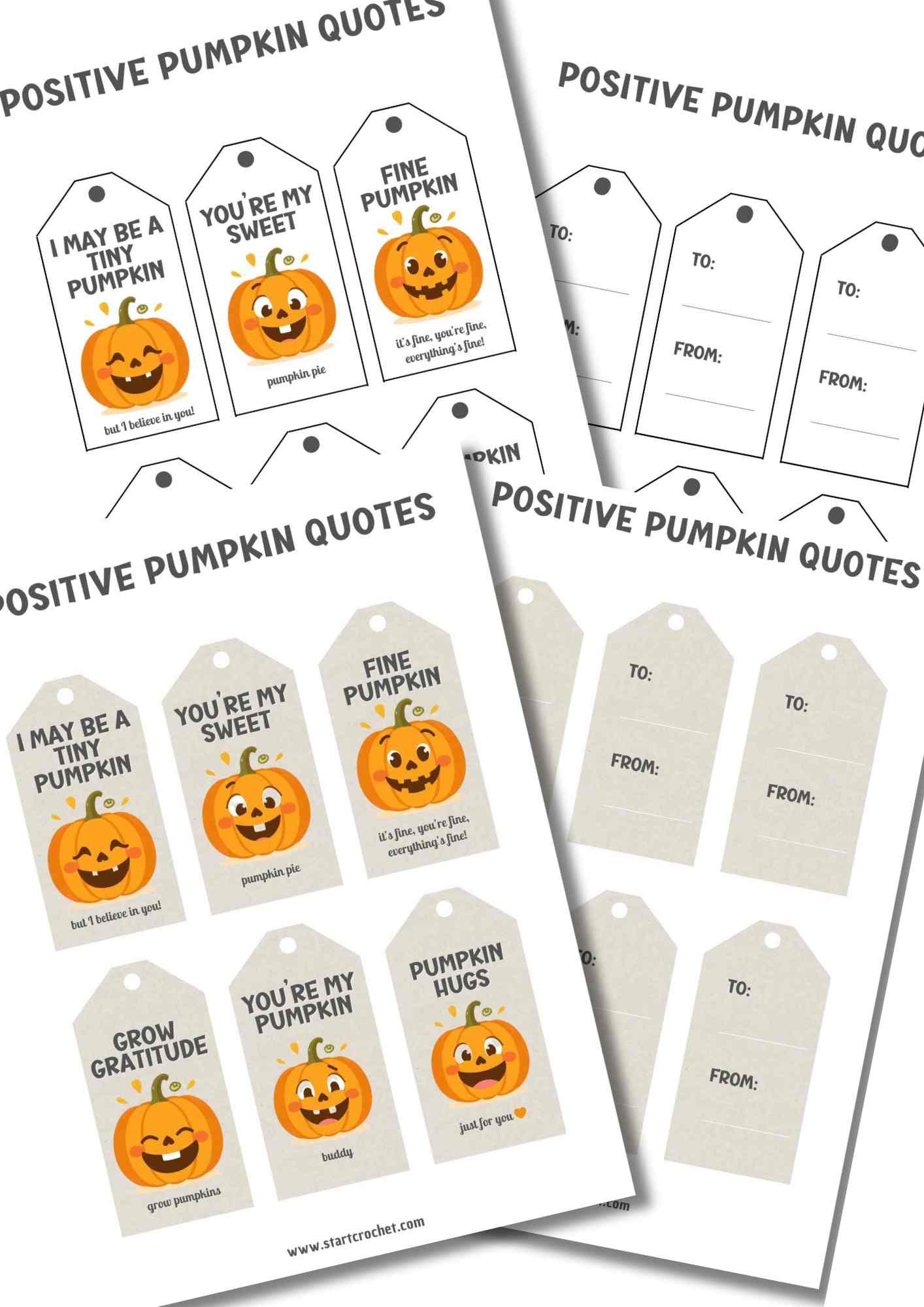 Printable Positive Pumpkin Tags for Crochet Gifts (PDF)