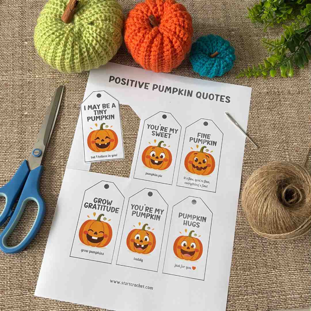 Printable Positive Pumpkin Tags for Crochet Gifts (PDF)