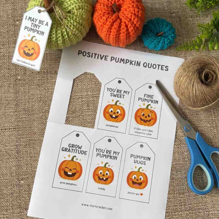 Printable Positive Pumpkin Tags for Crochet Gifts (PDF)