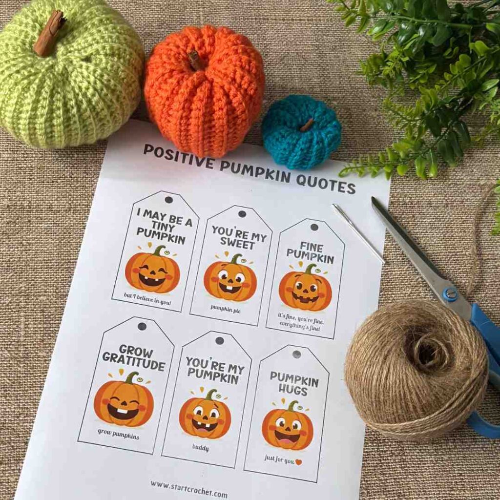 Printable Positive Pumpkin Tags for Crochet Gifts (PDF)