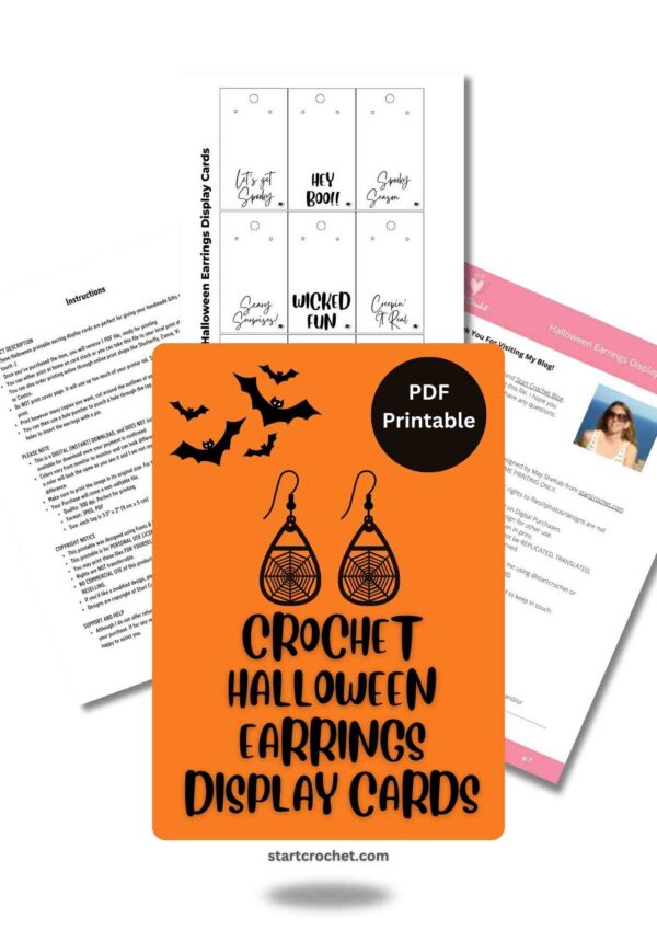 Crochet Halloween Earrings Display Cards (Printable PDF Jewelry Backing ...