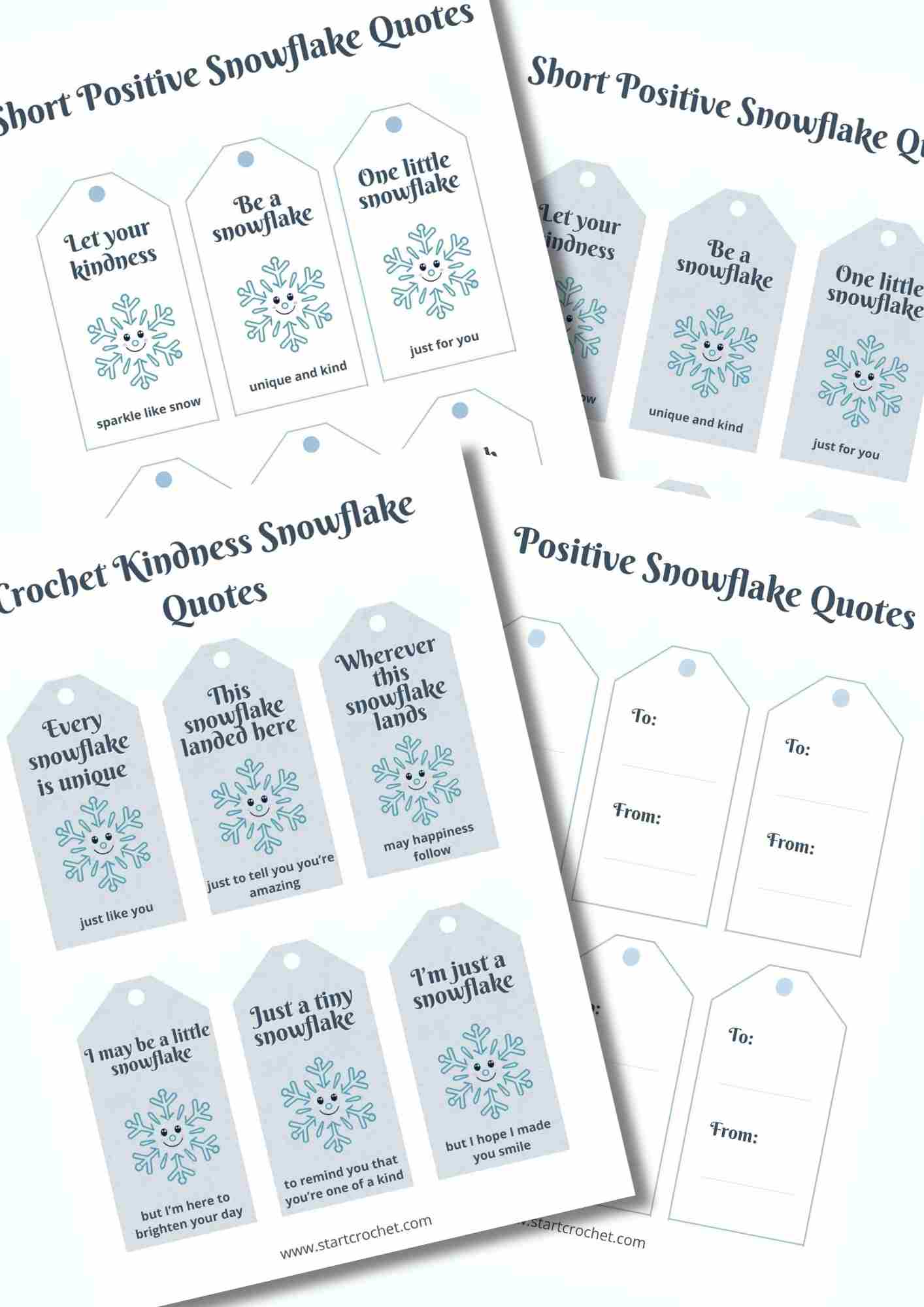 Winter Snowflake Gift Tags for Crochet Gifts – Free Printable PDF