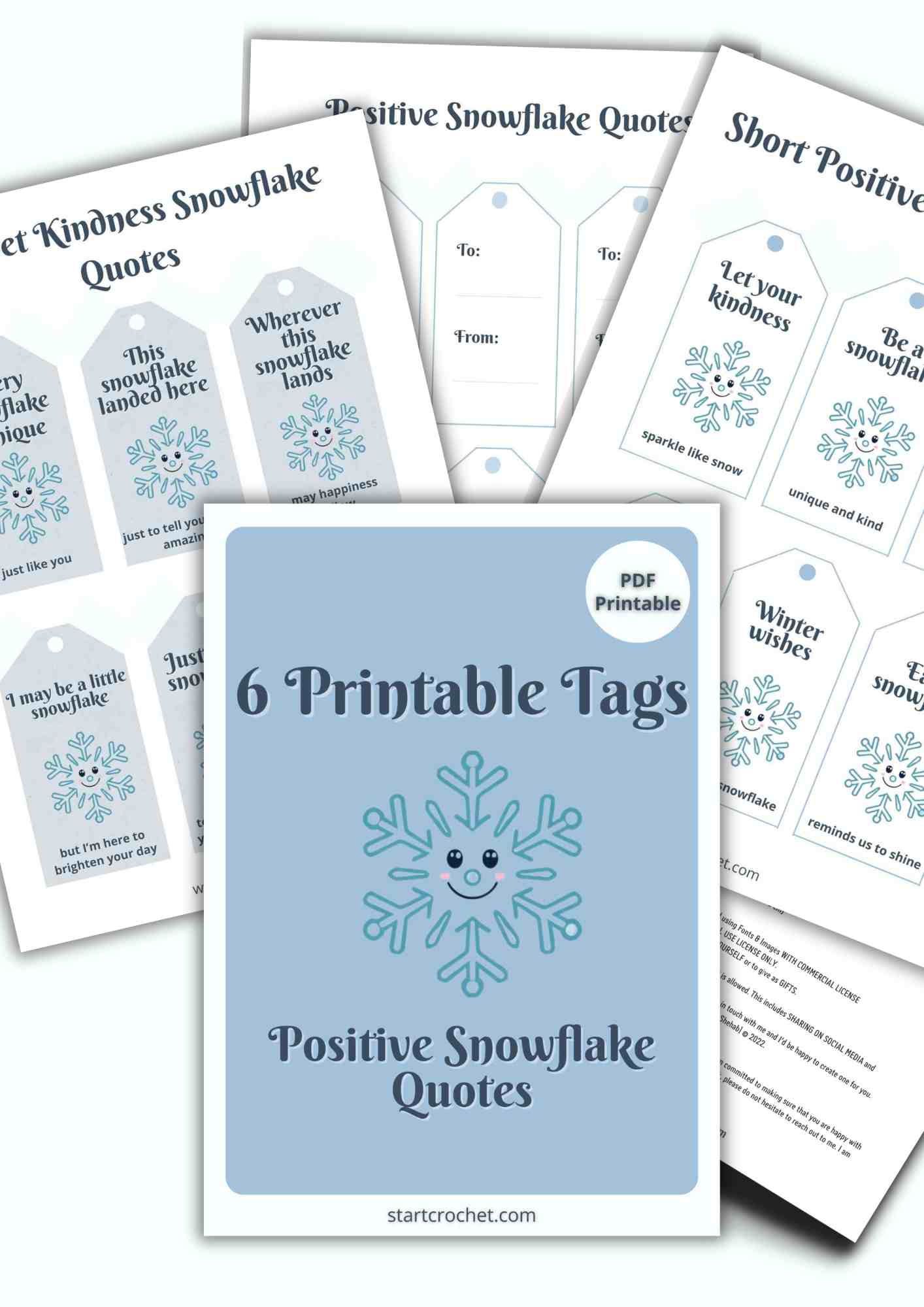 Winter Snowflake Gift Tags for Crochet Gifts – Free Printable PDF